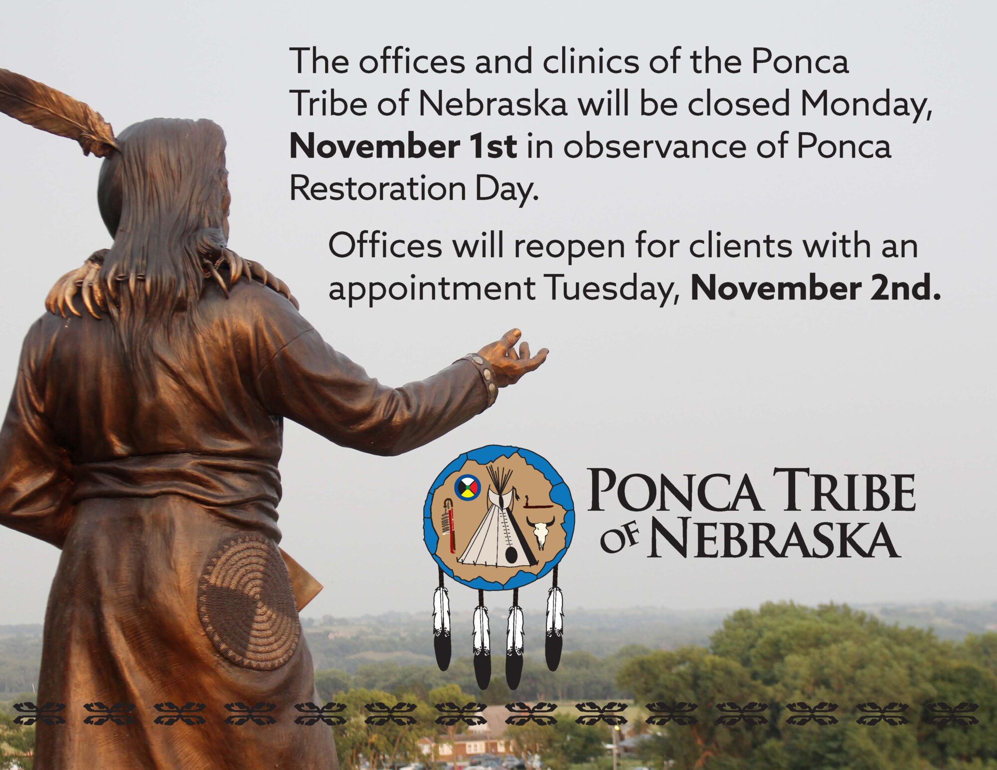 Offices Closed November 1 – Ponca Tribe of Nebraska
