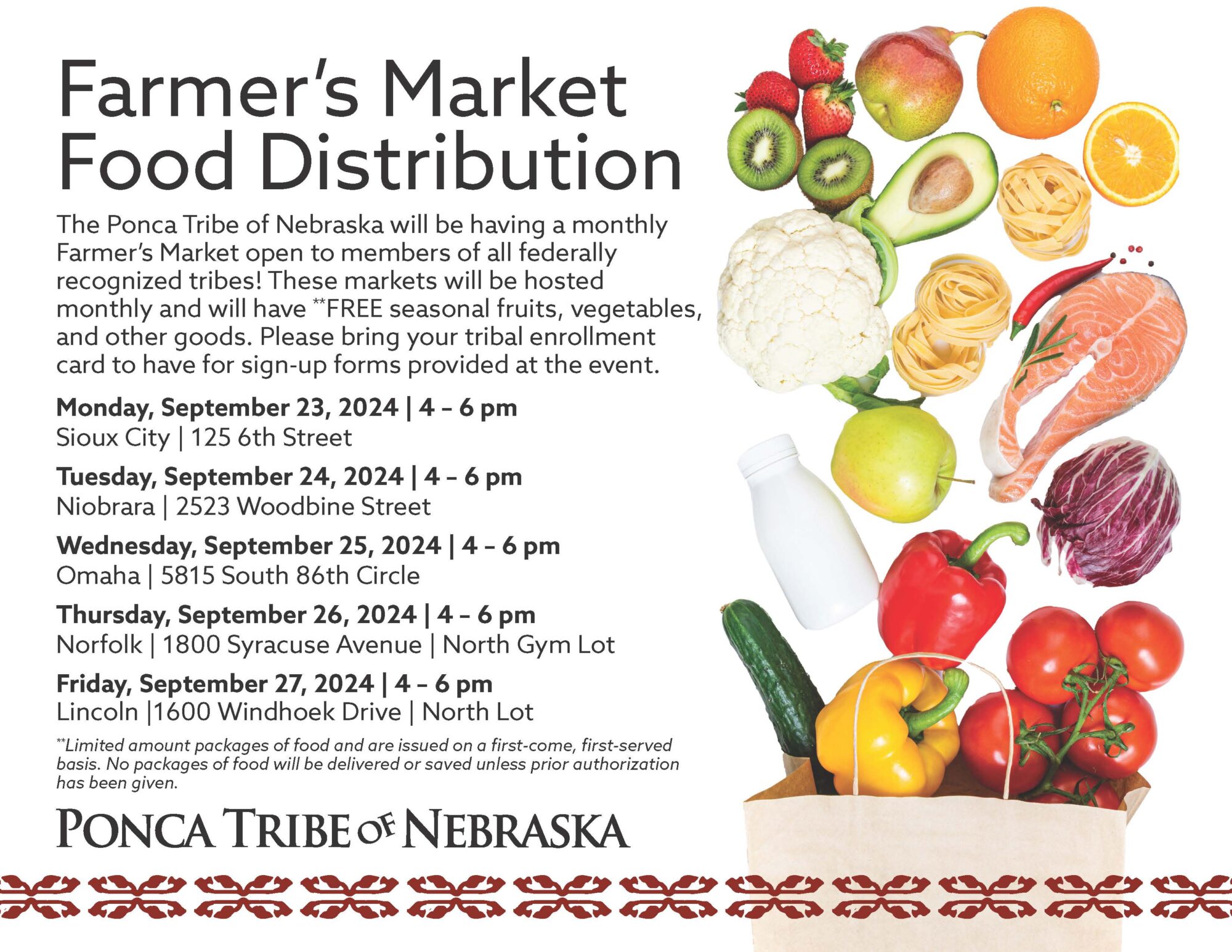 Farmer’s Market Food Distribution – September – Ponca Tribe of Nebraska